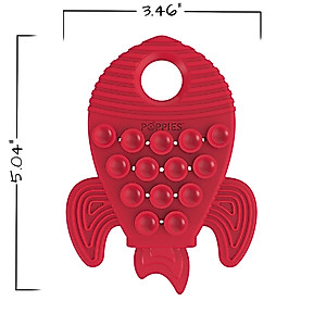 POPPIES Smiley The Star (Yellow) and RED The Rocket (Red) Bundle – Silicone Sensory Toy – BPA-Free – Infant Teether, Sensory, Bath Toy with Suction Cups and Textures to Stimulate Development