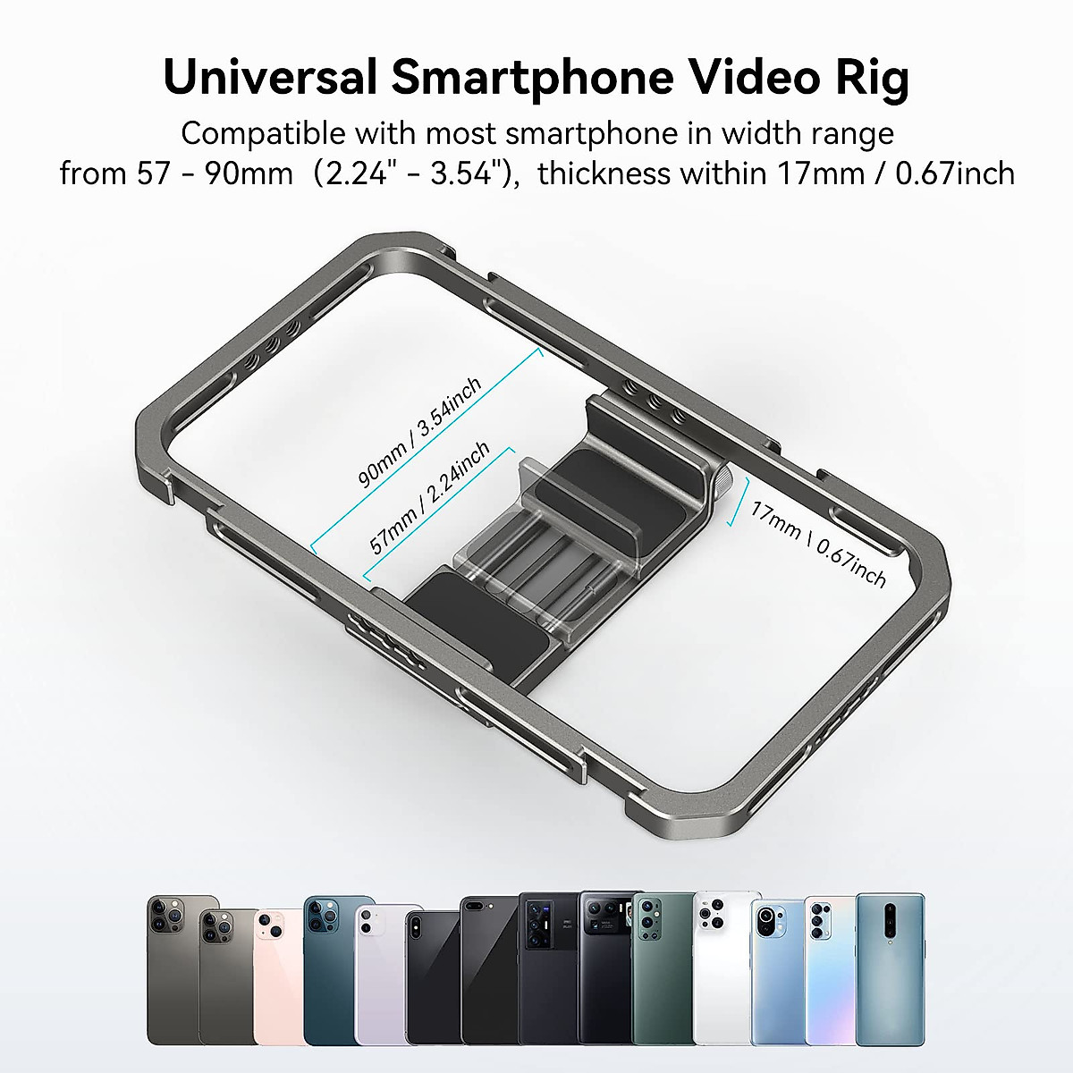 SmallRig Universal Smartphone Video Rig for iPhone 16 15 14 for Samsung, Filmmaking Vlogging Rig Aluminium Alloy Phone Video Cage Grip with Cold Shoe Mount for Videomaker Videographer
