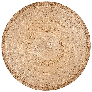 SAFAVIEH Natural Fiber Collection Area Rug - 8' Round, Natural, Handmade Boho Country Charm Jute, Ideal for High Traffic Areas in Living Room, Bedroom (NFB249A)