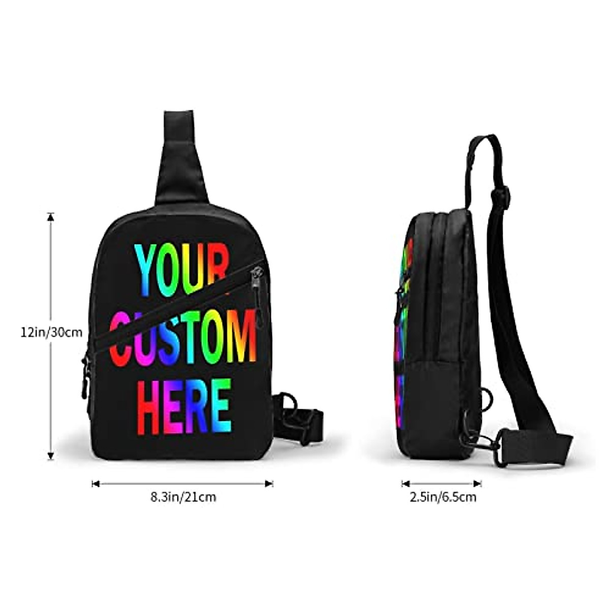 Custom Bag Sling Crossbody Bags Chest For Men Women Design Your Own Personalized Shoulder Backpack Travel Hiking Daypacks With Text Image Daypack Casual Black-2