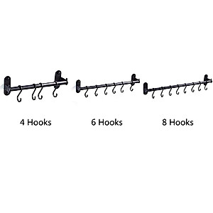 Pan Rack Storage Holder Organizer Utensil Wall Mounted Pot Modern Bar Aluminum Cabinet Shelf Hardware Punched Hanging Rail Kitchen Hanger(6 Hooks)