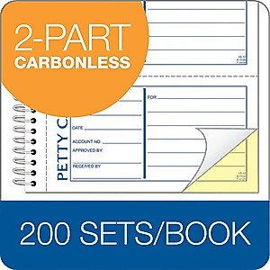 Adams Spiral Petty Cash Book, 2-Part, Carbonless, 4 Messages per Page, 200 Sets per Book (SC1156)