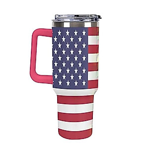 U.S.A Tribal Kanaka Maoli Flag 40oz Water Bottle Double Wall Insulated Tumbler with Handle Leakproof Travel Mug Light Rose Red-style