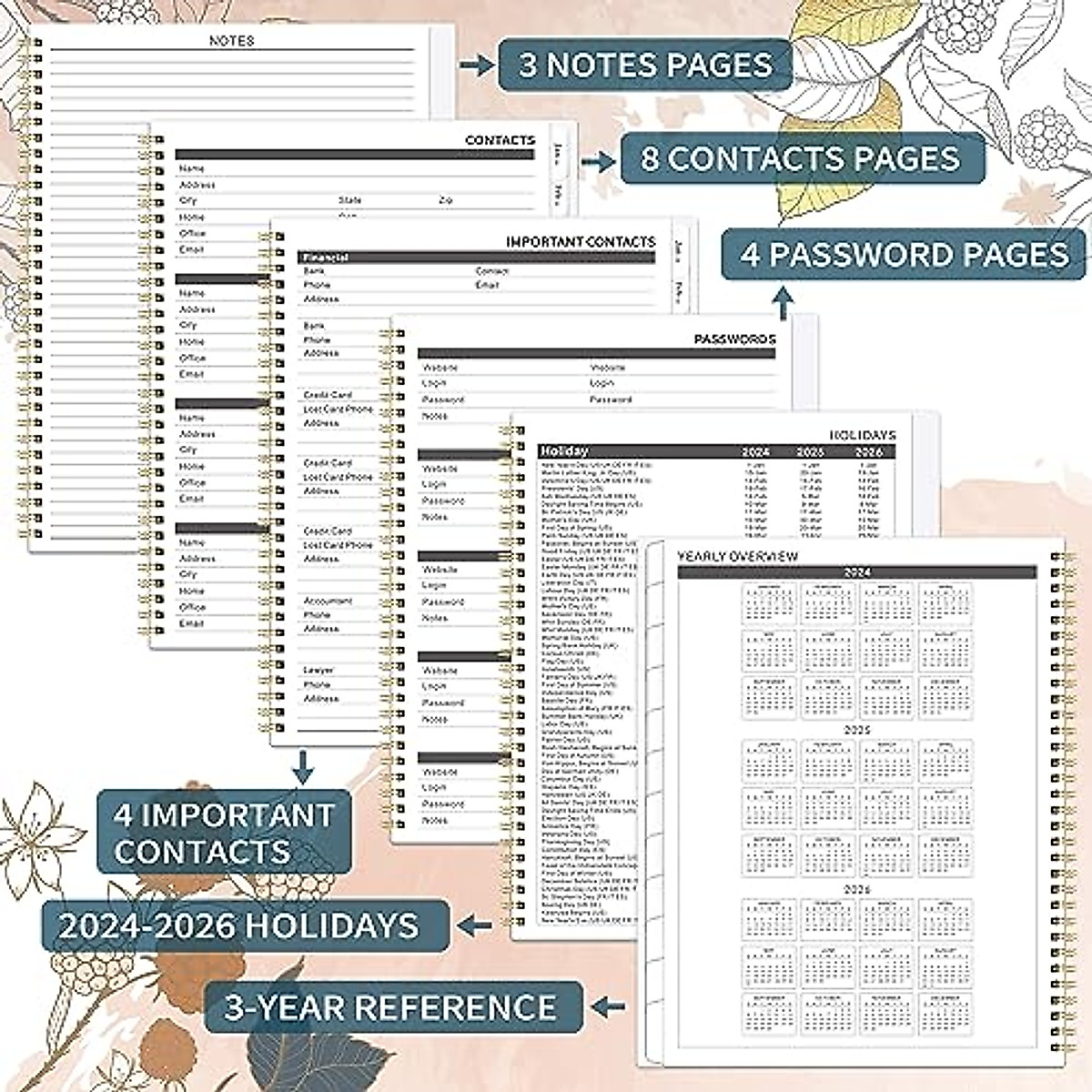 2024-2025 Monthly Planner - 18 Monthly Planner/Calendar 2024-2025, July 2024 - December 2025, 9" x 11", Monthly Tabs, Holidays, Back Pocket, Twin-Wire Binding, Note Pages, Thick Paper