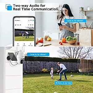 Solar Outdoor Security Camera, Wireless 3MP Pan Tilt 360° View WiFi Weatherproof Surveillance Camera Support Color Night Vision, Alexa, Siren Alarm, Spotlight Motion Detection, 2 Way Audio, Cloud/SD