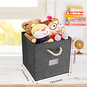 SYYOFUE Fabric Cube Storage Bins Dark-Grey Storage Boxes Set 13x13x13 inch Baskets with Handle for home&office organization