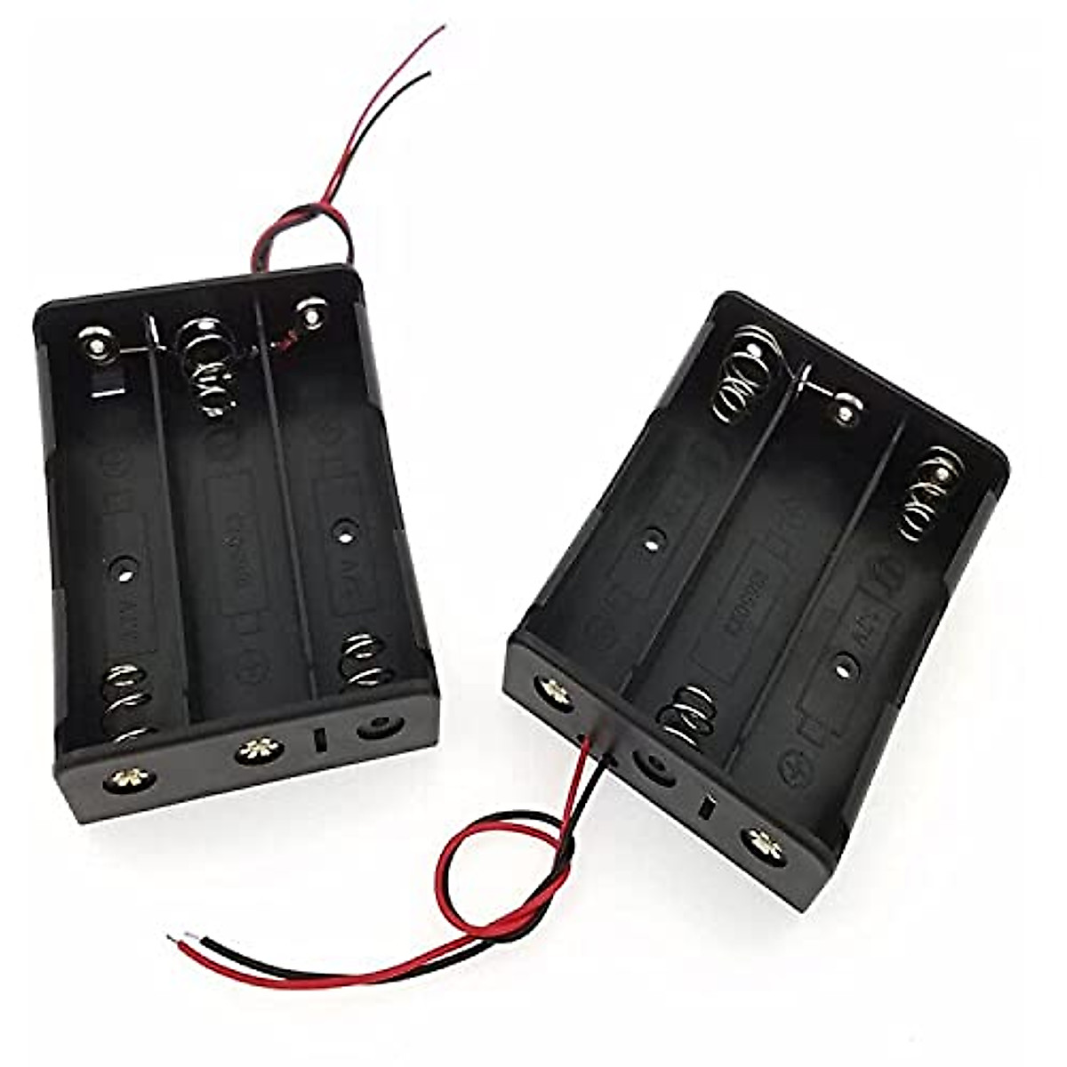 AIMPGSTL 18650 Battery Holder Bundle with Wire,4PCS 18650 Battery Holder Case 3.7V, 4 x 3.7V Series DIY Battery Storage Boxes, 4 Slots Black Plastic Batteries Case for 18650 Battery