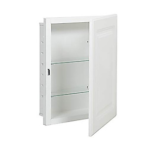 American Pride Recess-Mount Raised Panel Door Medicine Cabinet, 16" x 20", Steel Body, White