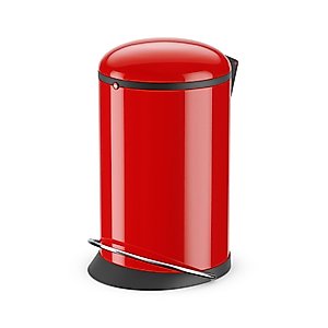 Hailo Harmony M waste bin | 12 L / 3.2 gal | Cushioned lid-closing mechanism (soft-close) | Steel sheet | Wide metal foot rail | Bin liner clamping ring | Carrying handle | Made in Germany | Red