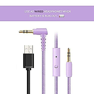 Riwbox Kids Headphones, CT-7S Cat Ear Bluetooth Headphones 85dB Volume Limiting,LED Light Up Kids Wireless Headphones Over Ear with Microphone for Laptop/PC/TV (Purple&Green)