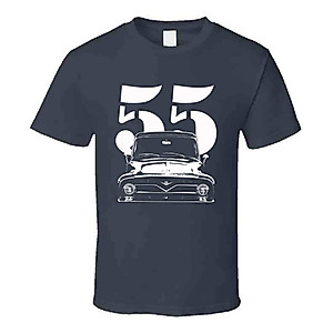 1955 F100 Pickup Truck Grill View with Year Black T Shirt M Charcoal Grey