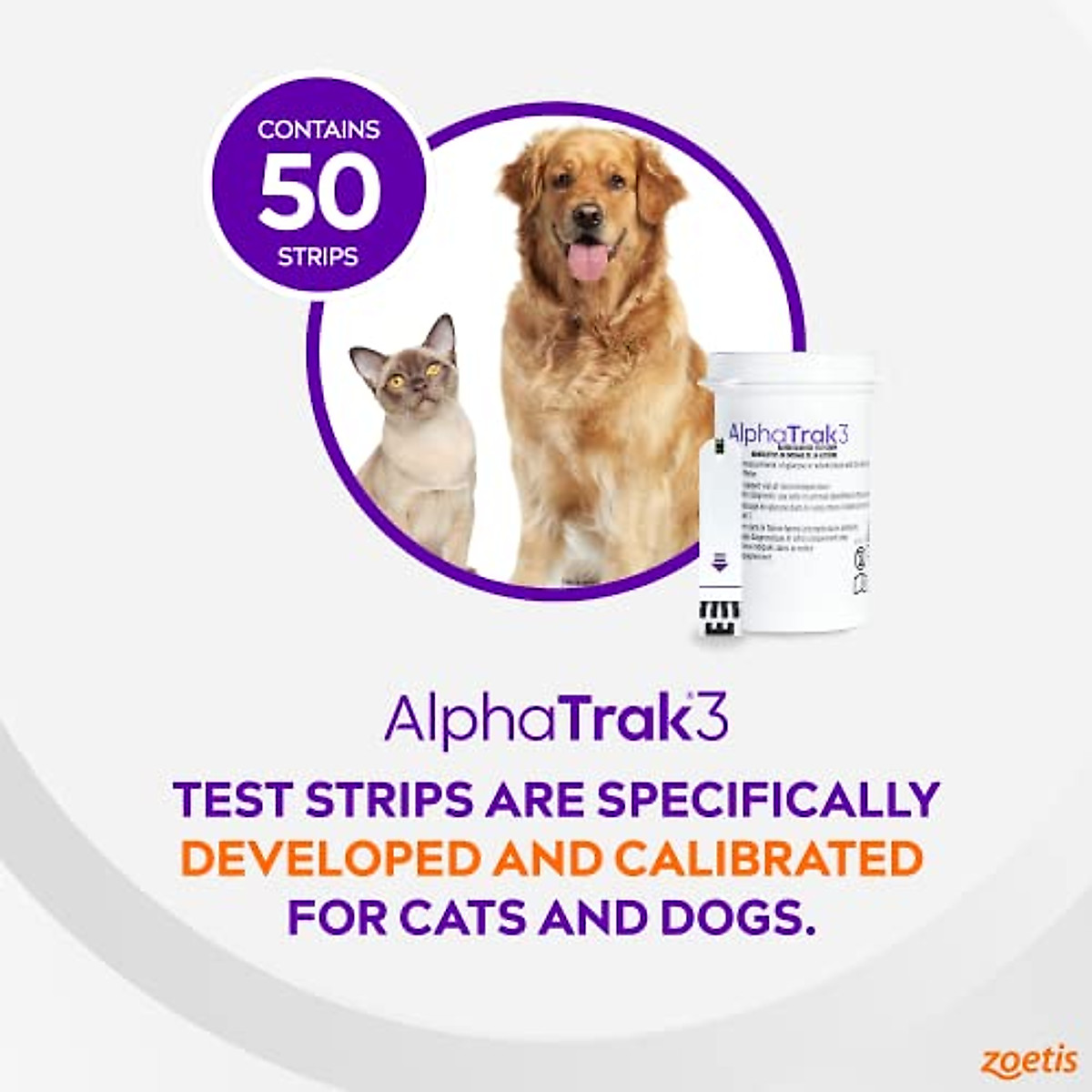 AlphaTrak 3 Test Strips for Use with AlphaTrak 3 Blood Glucose Monitoring System for Cats and Dogs, 50 Test Strips
