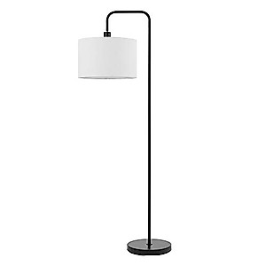 Globe Electric 67065 58" Floor Lamp, Matte Black, White Linen Shade, On/Off Socket Rotary Switch, Floor Lamp for Living Room, Floor Lamp for Bedroom, Home Improvement, Home Office Accessories