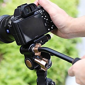 Soonpho Q-08S Heavy Duty Video Camera Tripod Fluid Drag Pan Head with Extended Handle for DSLR Camera,Camcorders,1/4 & 3/8 inch Screw Sliding Plate 360 Degree Rotating Tripod Head