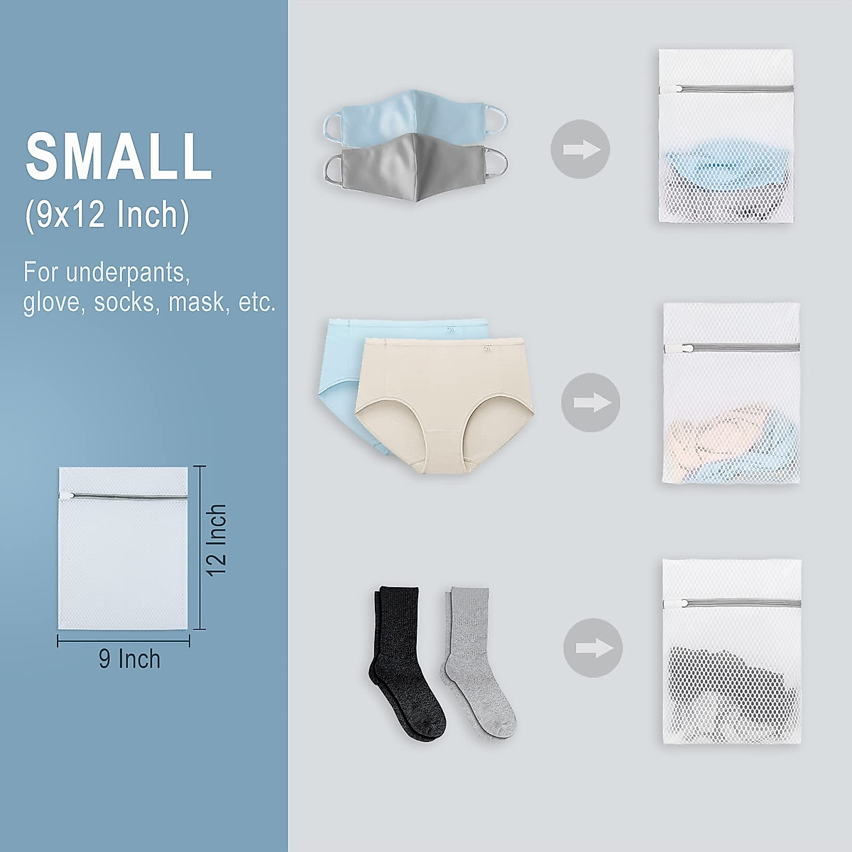 3Pcs Durable Honeycomb Mesh Laundry Bags for Delicates 9 x 12 Inches (3 Small)