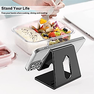 Crpich Acrylic Cell Phone Stand, Portable Phone Holder, Black Phone Stand for Desk, Compatible with Phone 13 12 Pro Max Mini 11 Xr 8 Plus SE, Switch, Android Smartphone, Pad, Tablet, Desk Accessories
