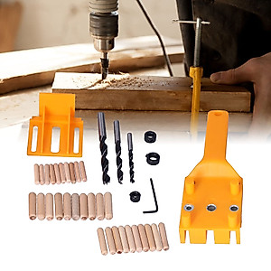 Handheld Dowel Jig Kit for Woodworking, High Impact ABS Plastic, Metal Aperture, Precise Adjustment, Self Cente, Effective Positioning
