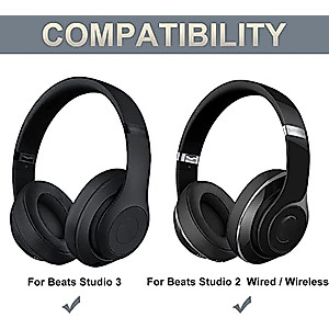 Replacement Ear Pads Protein PU Leather Ear Cushion Compatible with Beats by Dr.Dre Studio 2.0 Studio 3 B0500 B0501 Wired Wireless Over-Ear Headphones (Floral Brown)