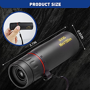 HDAJY Mini Monocular Telescope, Upgrade 30 x 25 HD Monoculars for Adults High Powered, Be Used for Stargazing, Hunting, Black