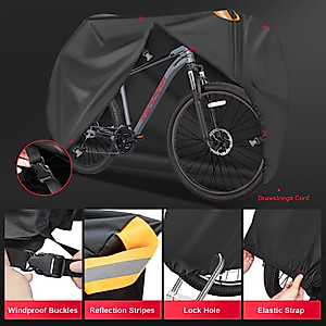Comnova Bike Cover for 1 Bike - Outdoor Bike Cover for Stationary 1 Bike Waterproof Heavy Duty, 600D Bicycle Covers for Single eBike, Mountain Bike, Road Bike, Hybrid Bike, Beach Cruiser Bike Storage