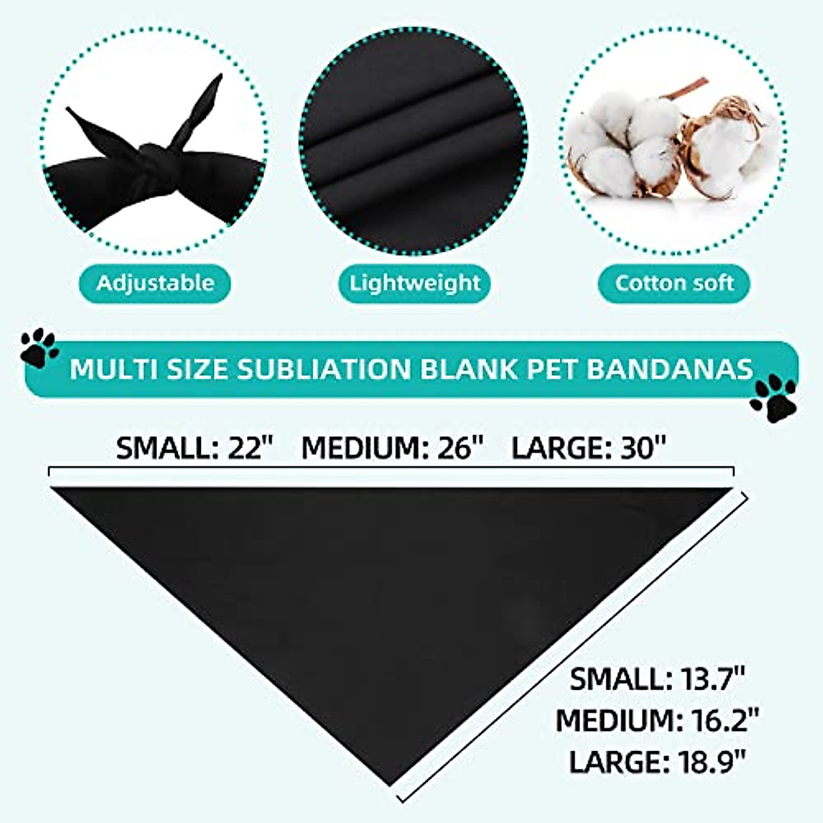 Gofshy Blank Dog Bandanas XL-2PCS, DIY Solid Black Triangle Scarf Premium Cotton Handkerchief or Bib, Personalized Design Birthday/Party Fun Idea Gift for X-Large&Large Pets