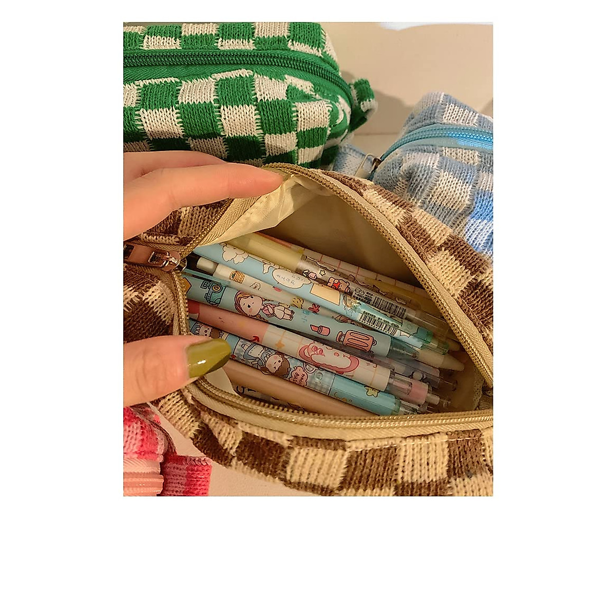 Small Cosmetic Bag Cute Makeup Bag Y2k Accessories Aesthetic Make Up Bag Y2k Purse Cosmetic Bag for Purse (Brown)