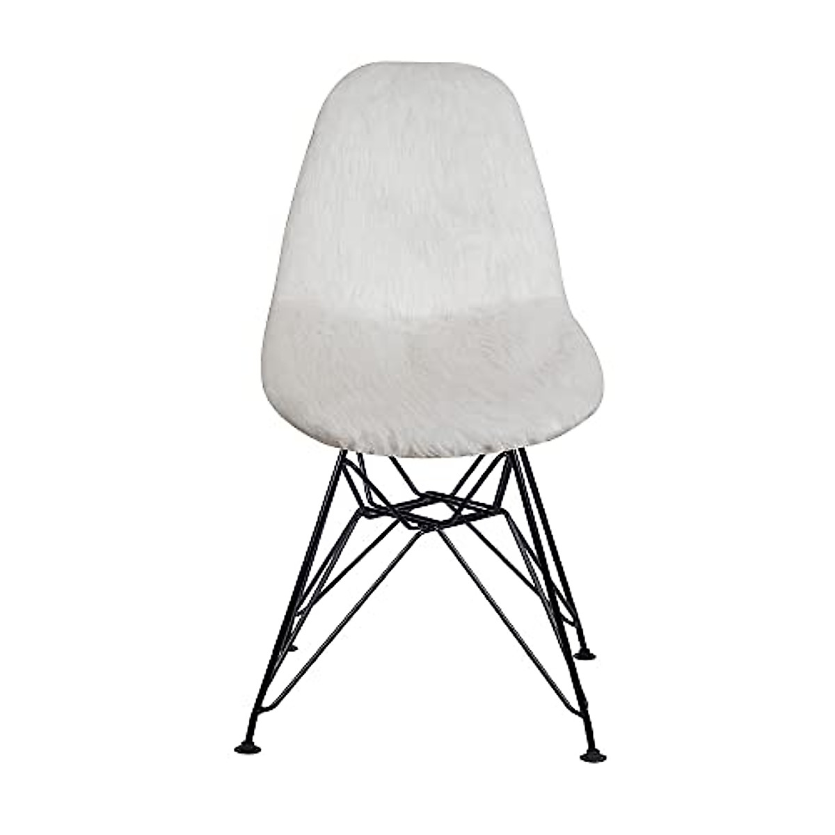 GIA Contemporary Armless Metal Legs and Removable Faux Fur Chair Cover, Set of 1, Arctic White