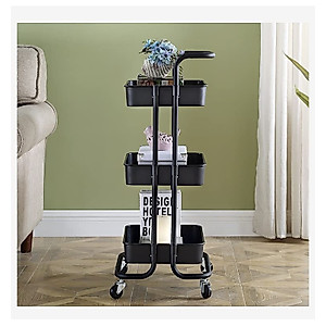 BHVXW Mobile Kitchen Shelf Trolley Household Storage Shelf with Wheeled Trolley (Color : OneColor, Size : 87 * 42 * 35cm)