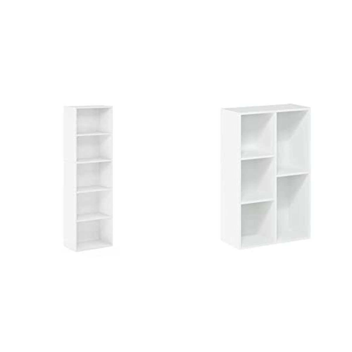Furinno Luder Bookcase/Book/Storage, 5-Tier, White & Luder Bookcase/Book/Storage, 5-Cube, White