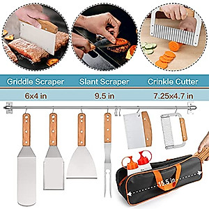 HaSteeL Griddle Accessories Set of 20, Stainless Steel Griddle Spatula Tools Kit with Carrying Bag, Complete Heavy Duty Metal Spatulas for Teppanyaki BBQ/Flat Top/Cast Iron Cooking Grilling Camping