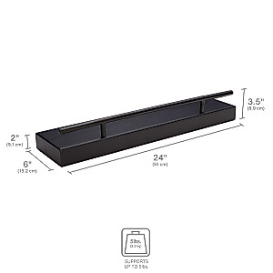 Melannco Floating Railing Shelf, 24-Inch, Black