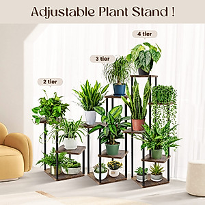 GEEBOBO Plant Stand Indoor, 4 Tier Plant Stand Indoor For Multiple Plants, Multi Tiered Flower Shelf Plants Holder Display Rack Shelving for Patio Garden Balcony Bedroom Living Room