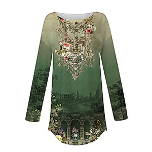 JJHAEVDY Christmas Fall Fashion Sweatshirts for Women Classic Shirts Fall Color Blocking Outfit Long Sleeve Tshirts Hot Pink Sweatshirt Sweatshirt(3-Army Green,Small)