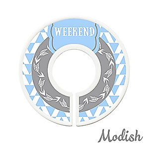 Modish Labels Daily Clothes Organizers, Days of Week Closet Dividers, Closet Organizers, School Supplies, Work Week Clothes Organizer, Boy, Male, Men, Arrows, Tribal, Blue, Grey, Gray (Days)