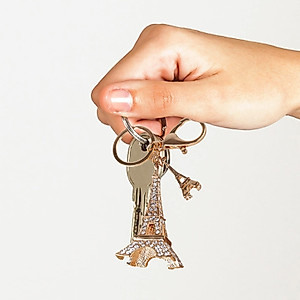 Eiffel Tower Keychain - Pack 1 Crystal Key Ring, Gold Decor for Car Supplies,Gift to Women Girls,Rhinestone Decorations for Bag Accessories (Eiffel Tower)