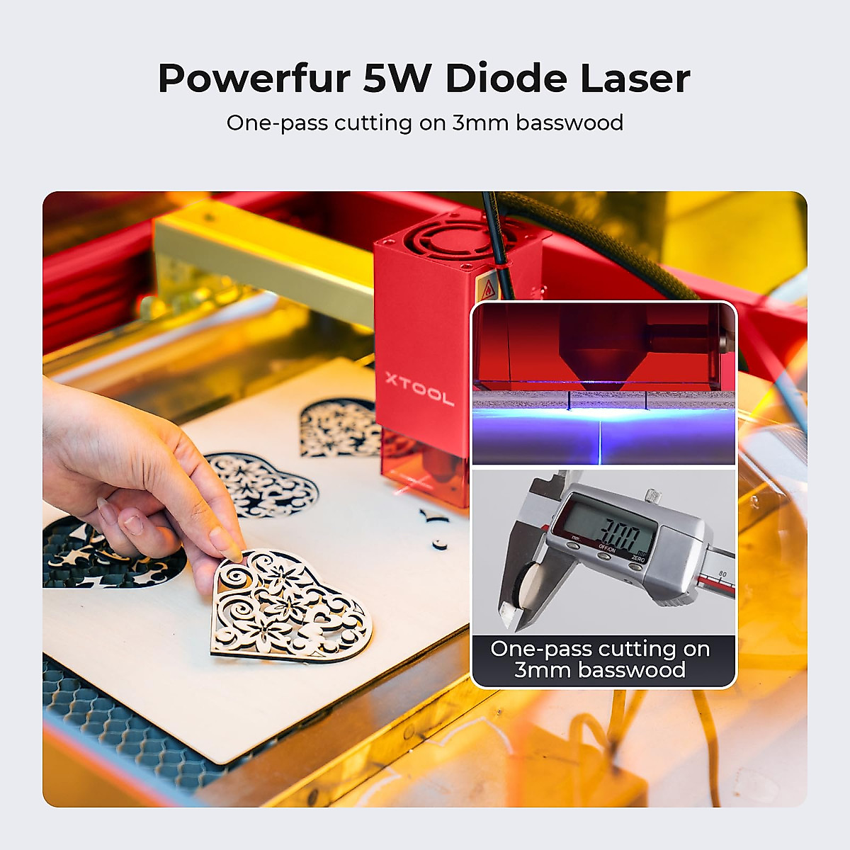xTool D1 Pro Upgraded Laser Engraver red, 5W Output Power Laser Cutter, 36W Higher Accuracy Laser Engraving Machine, Laser Engraver for Wood and Metal, Paper, Acrylic,Glass, Leather etc