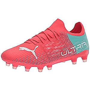 Puma Women's Ultra 3.3 Firm Ground Soccer Shoe, Sunblaze-White-Elektro Aqua, 5.5