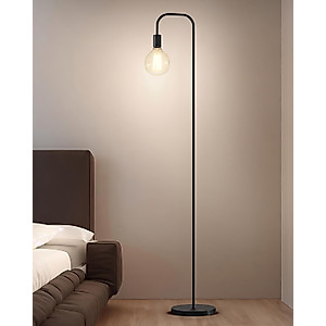 Oneach Black Floor Lamp 63.75" Industrial Floor Lamp, On/Off Footswitch,Modern Floor Lamp for Living Room Bedroom Reading Office Metal Minimalist Standing Lamp Tall Pole Lamps