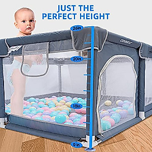 CONMIXC Baby Playpen, 50x50 inch Playpen for Babies and Toddlers, Baby Play Pen Play Yard, Baby Fence, Baby Gate Playpen, Kids Activity Center
