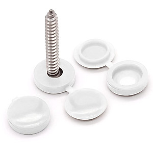 Glvaner M4 (80 pcs) White Color Collated Screws Caps Hinged Screw Cover Caps with 20 PCs #8 x 1-1/4" (4.2 x 32mm) Flat Head Wood Screws Stainless Steel 304 (18-8) for TV or Furnitures