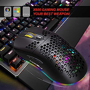 uvvy Cursor with Cable, 6 Gear DPI Mouse with Programmable Hole with Adjustable Cable RGB Mouse with Breathing Light