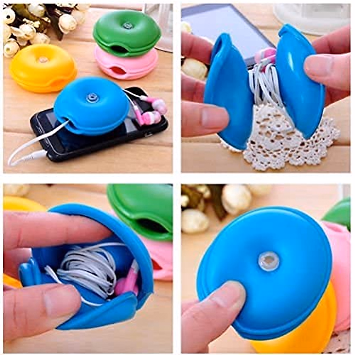 FveBzem 5 Packs Tangle-Free Cable Turtle Organizer Case Cord Keeper Cable Wrap Winder Earbuds Keeper Headphone Storage Case Cord/Wire Shortener Cable Cord Manage Case Charging/Lightening Cable Keeper
