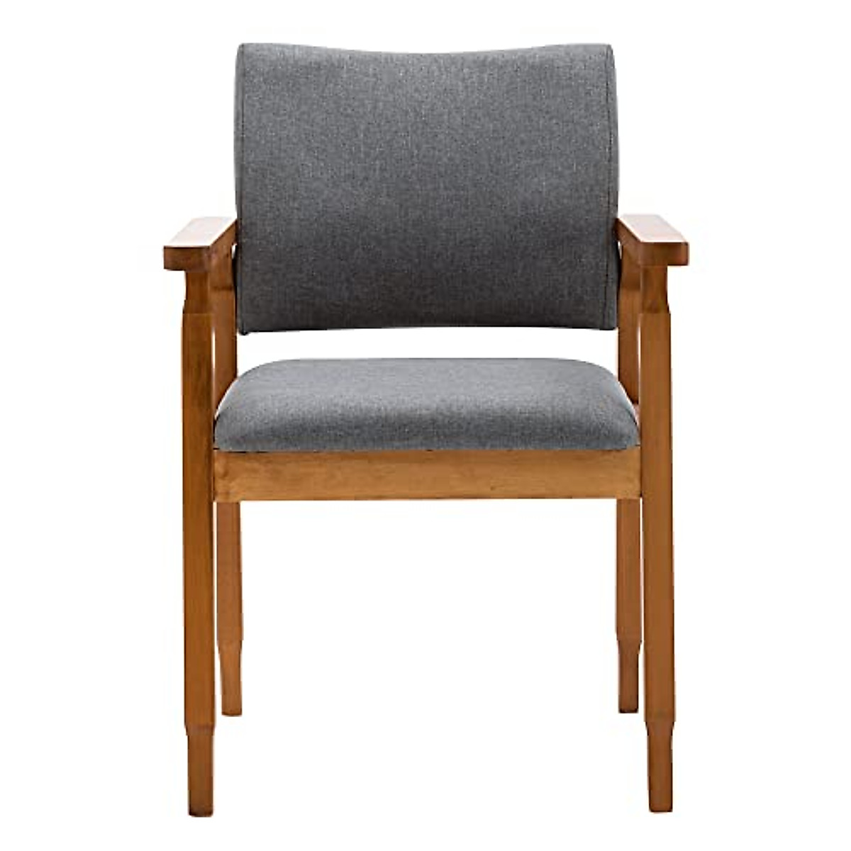 thksbought Mid Century Modern Walnut Dining Chairs Wood Arm Grey Fabric Kitchen Cafe Living Room Decor Furniture