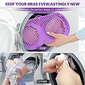 Bra Washing Bag for Laundry, Silicone Lingerie Bags for Washing Delicates, Laundry Bag for Washing Machine & Dryer Washing Bags for A-38D Cup Bras, Maternity Bras, Sports Bras, Sexy Bras(Purple)