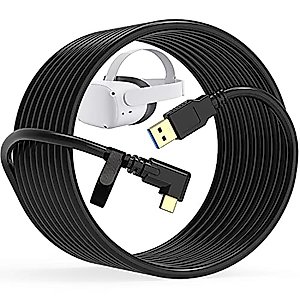 Link Cable for Quest2, VR Headset Link Cord Connect Gaming PC Access Rift Library High Speed Data Transfer Fast Charging USB 3.0 Type A to C 16 Feet (5M)