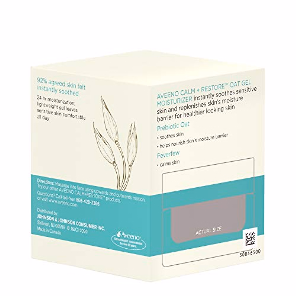 Aveeno Calm + Restore Oat Gel Facial Moisturizer for Sensitive Skin, Lightweight Gel Cream Face Moisturizer with Prebiotic Oat & Feverfew, Hypoallergenic, Fragrance- & Paraben-Free, 0.5 oz (Pack of 5)