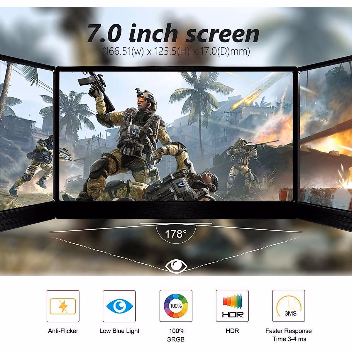 JUN-ELECTRON for Raspberry Pi 4 Portable Monitor 7.0 inch Screen - IPS Capacitive Display 1024x600, Second Screen with Laptop, Mini HDMI - Compatible with RPi, for PS4 etc, with Leather Holder Case