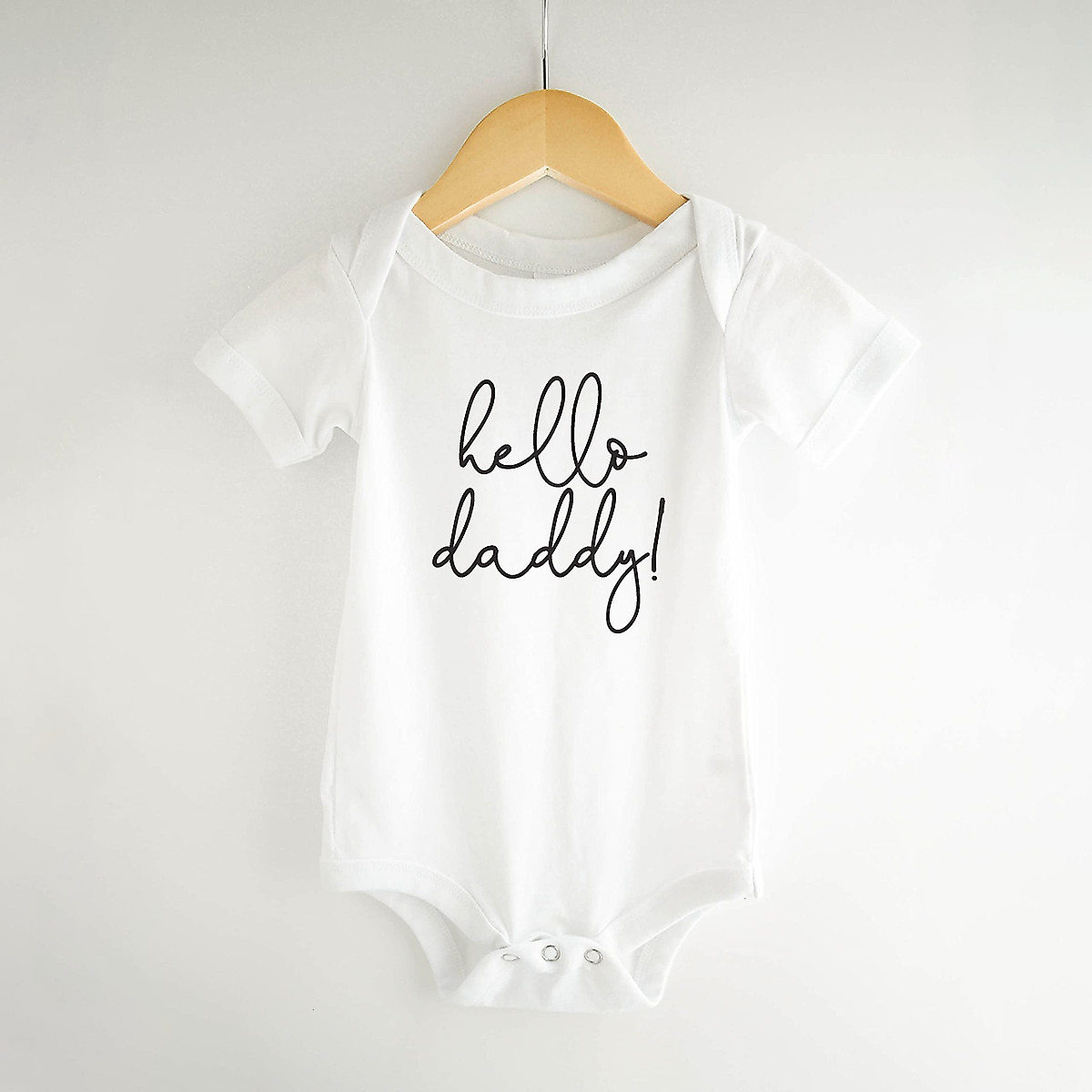 Bump and Beyond Designs Baby-Boys Hello Daddy Pregnancy Announcement Leotard to Husband White, 0-3 Months