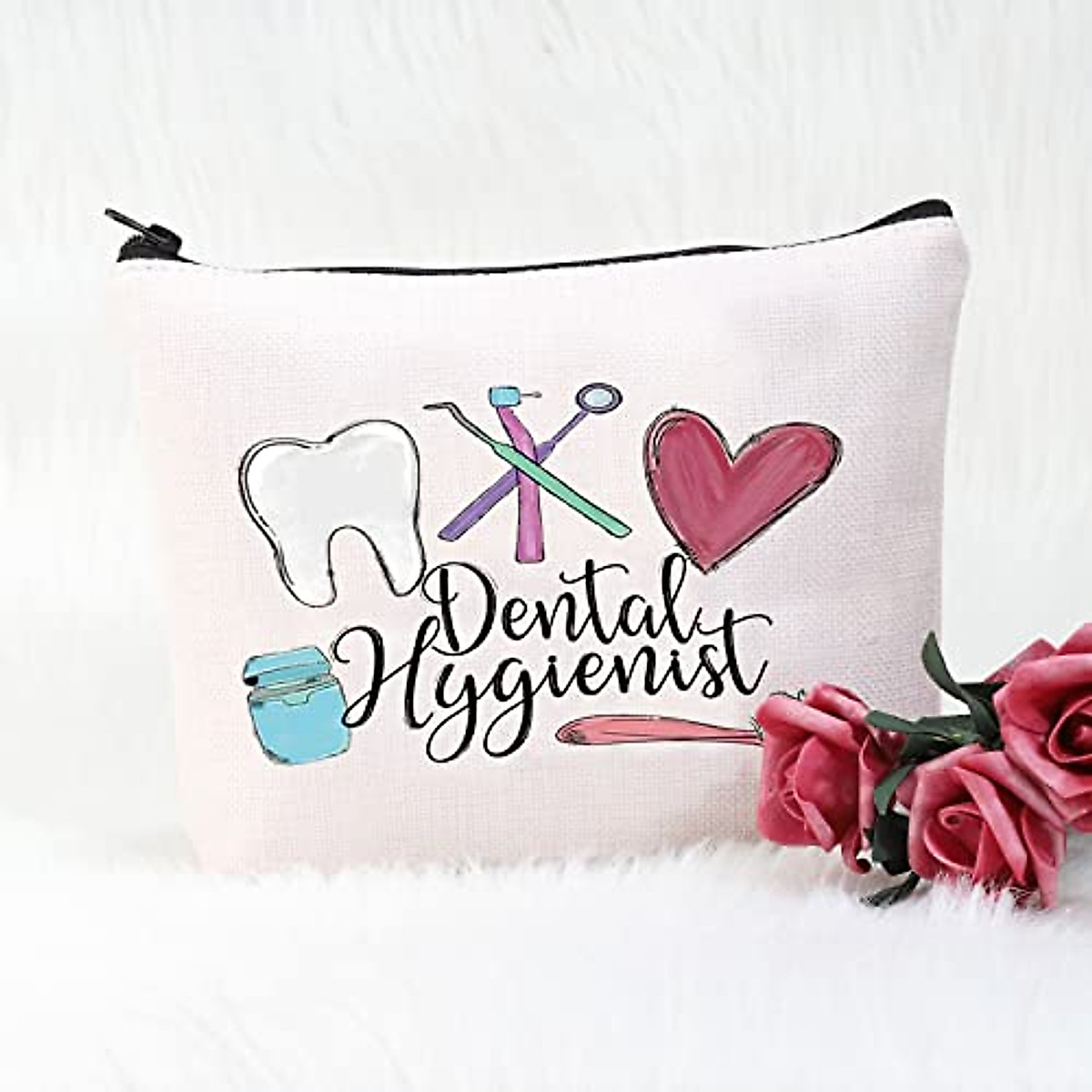 POFULL Dental Hygiene School Student Make Up Bag Dental Assistant Gift Dental Graduation Zipper Pouch Bag RDH Gift (Dental Hygienist bag)