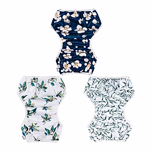 Babygoal Baby & Toddler Girl and Boy Swim Diapers, Reusable Adjustable Washable One Size Fits 6M-3T Gifts and Swimming Lessons 3 Pack 3ZSD10